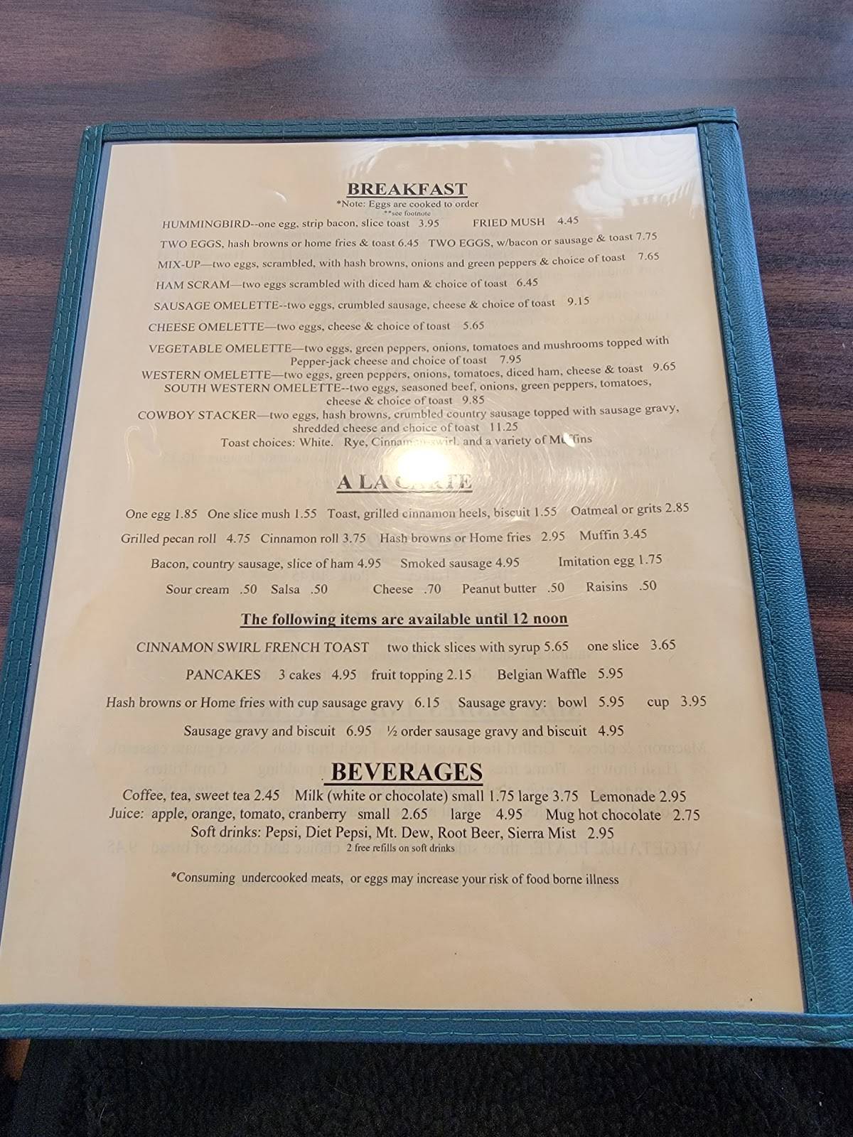 Menu at Pearson House Restaurant, West Milton