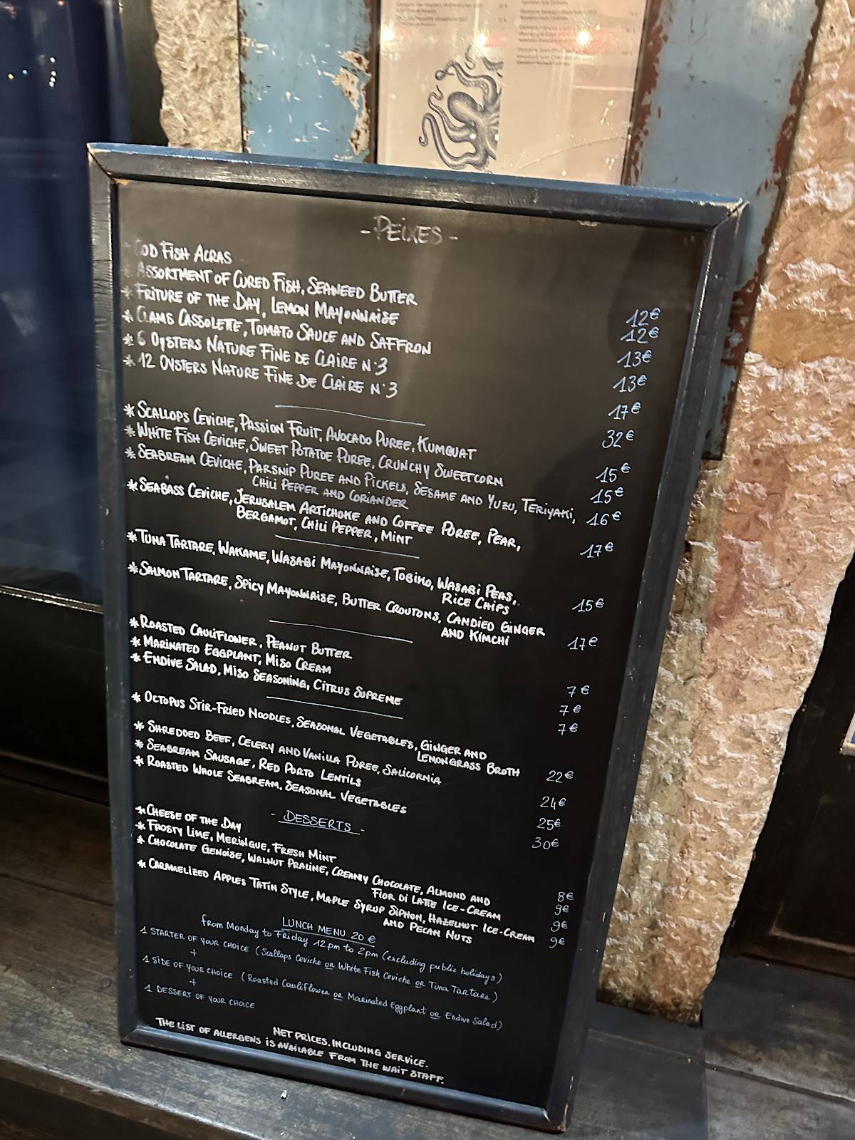 Menu au Peixes - Opéra restaurant, Nice, 4 Rue Jacques Médecin