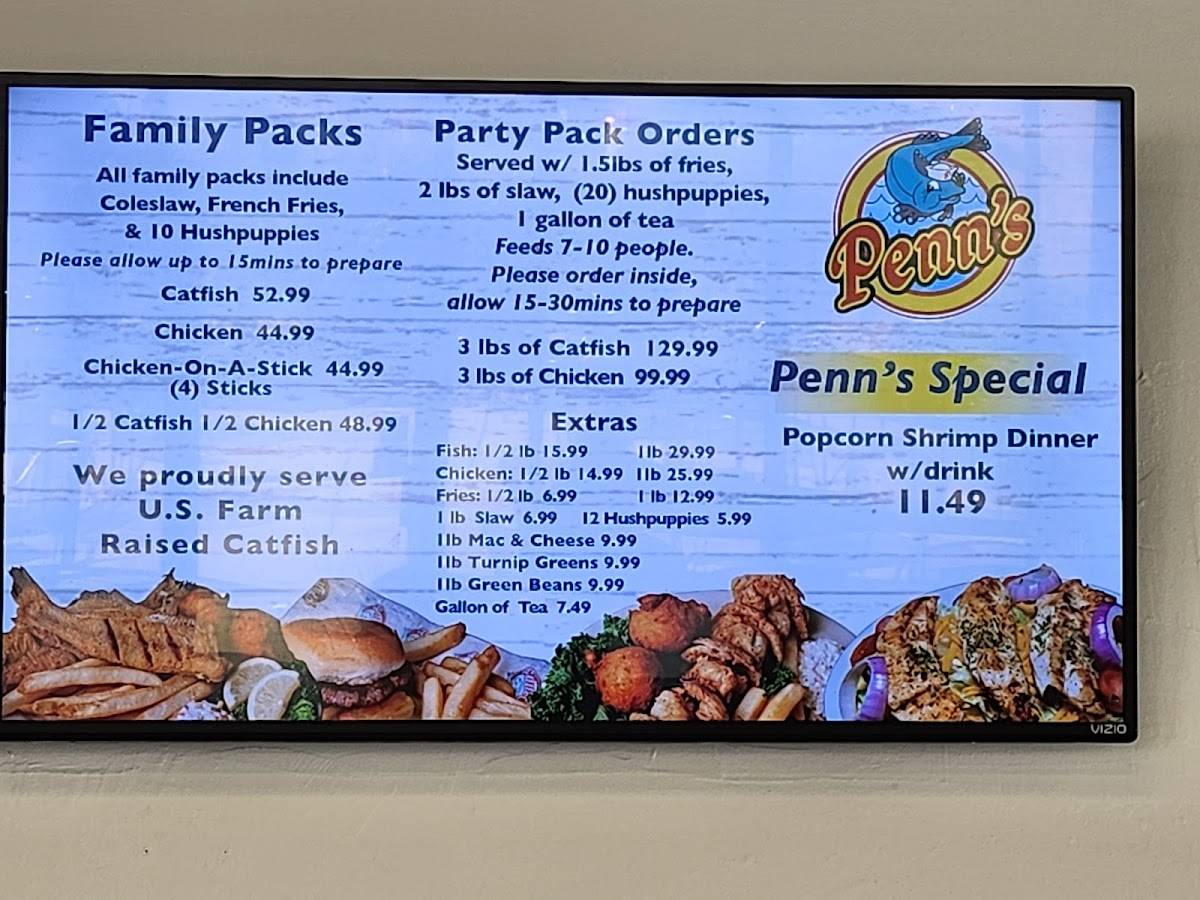 Menu at Penn's Fish House Restaurants, Ridgeland, 796 Lake Harbour Dr