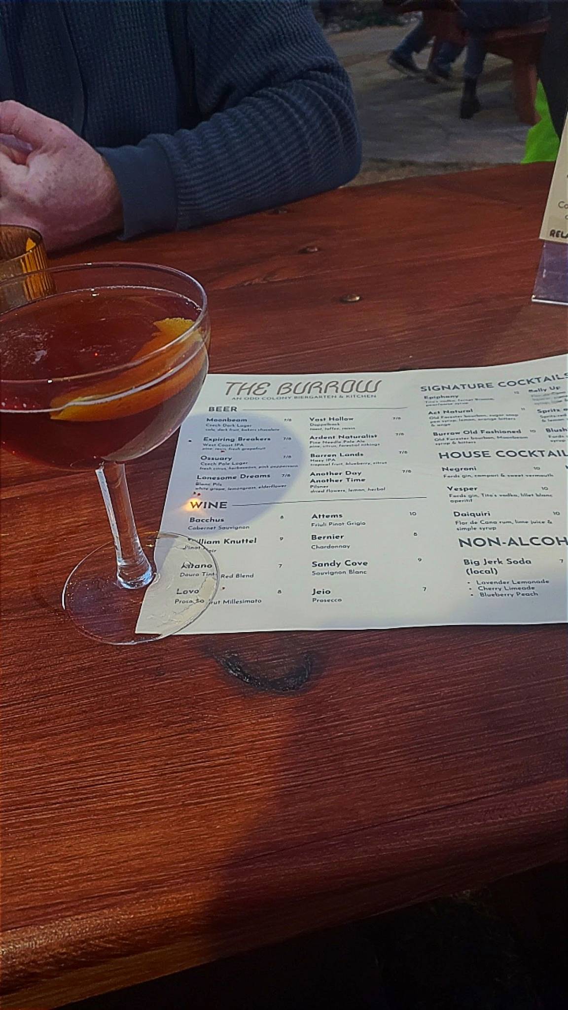 Menu at The Burrow pub & bar, Pensacola
