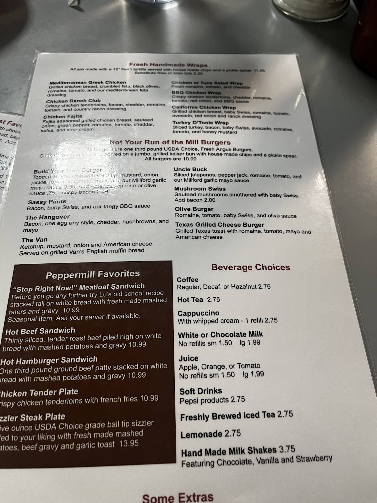 Menu at Peppermill Cafe, Grand Rapids