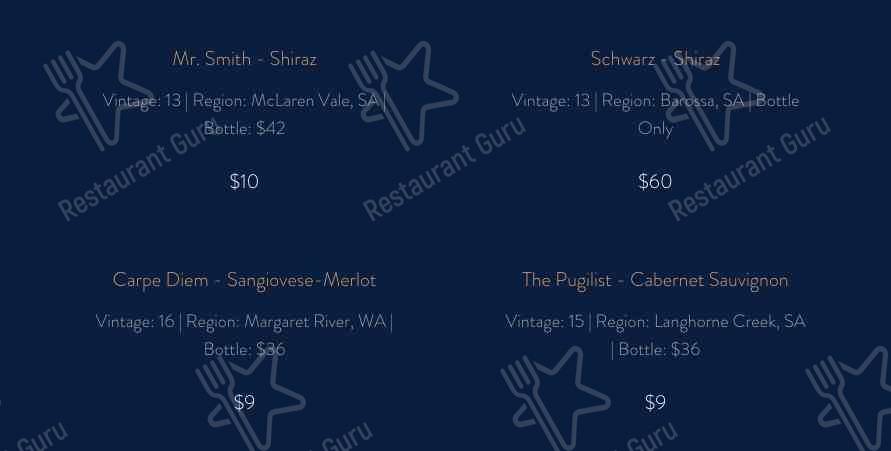 Menu at Percy Flint pub & bar, South Fremantle