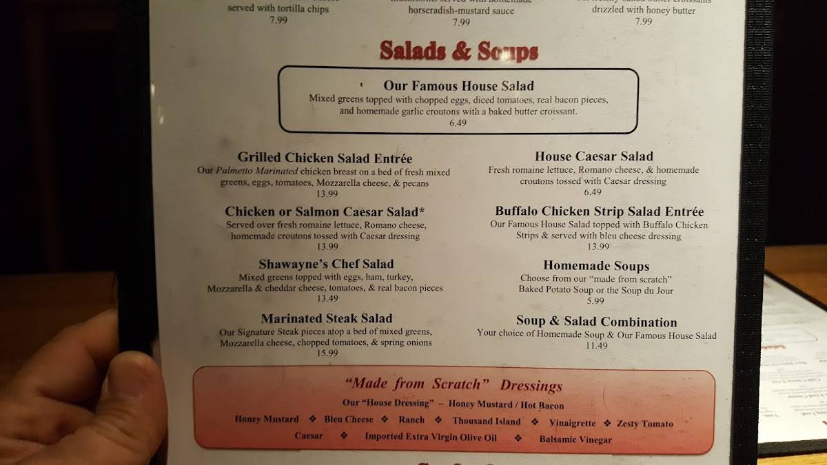 Menu at Percy & Willies restaurant, Florence, 130 Dunbarton Dr