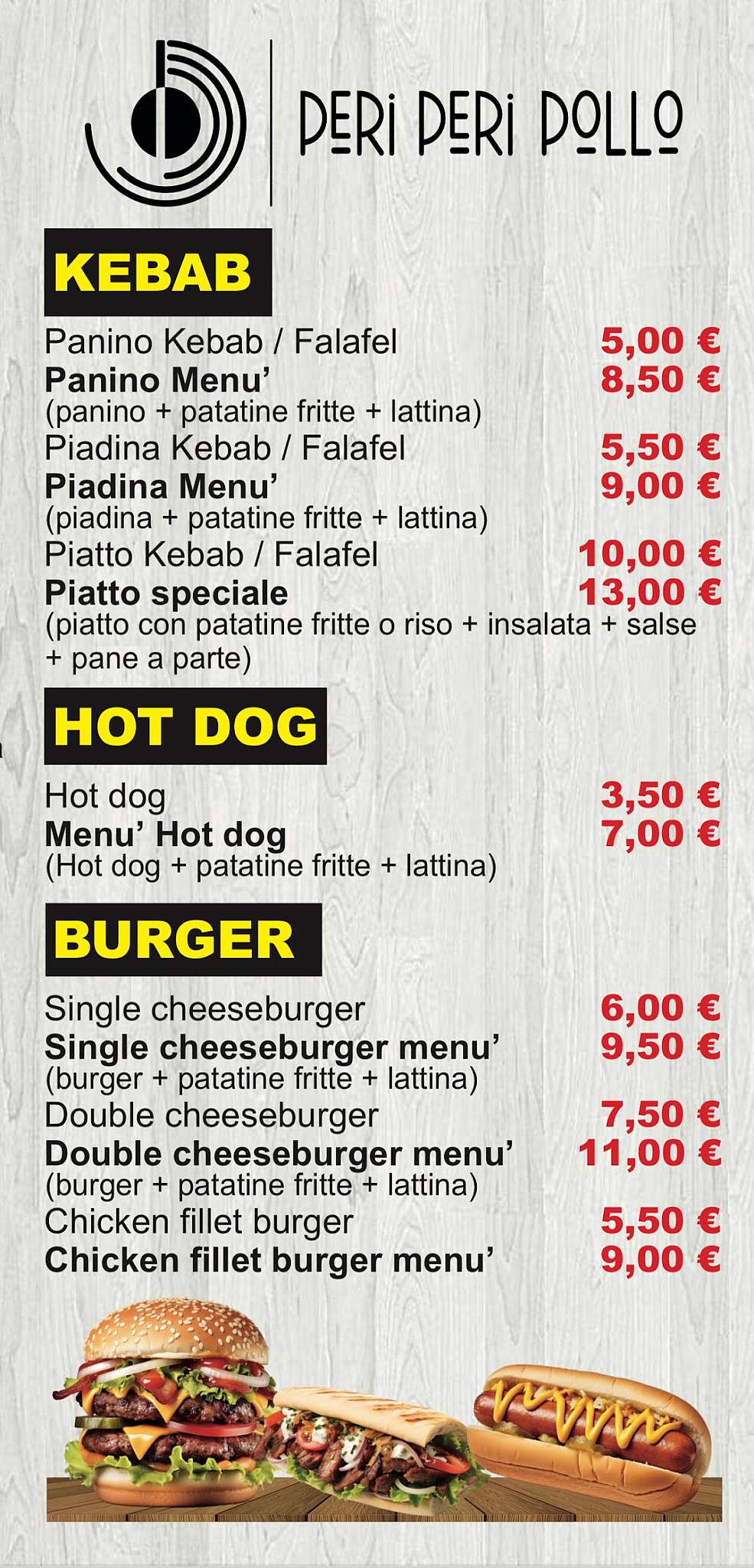Menu at Peri Peri Pollo (Grill, Burger & Kebab) restaurant, Bergamo