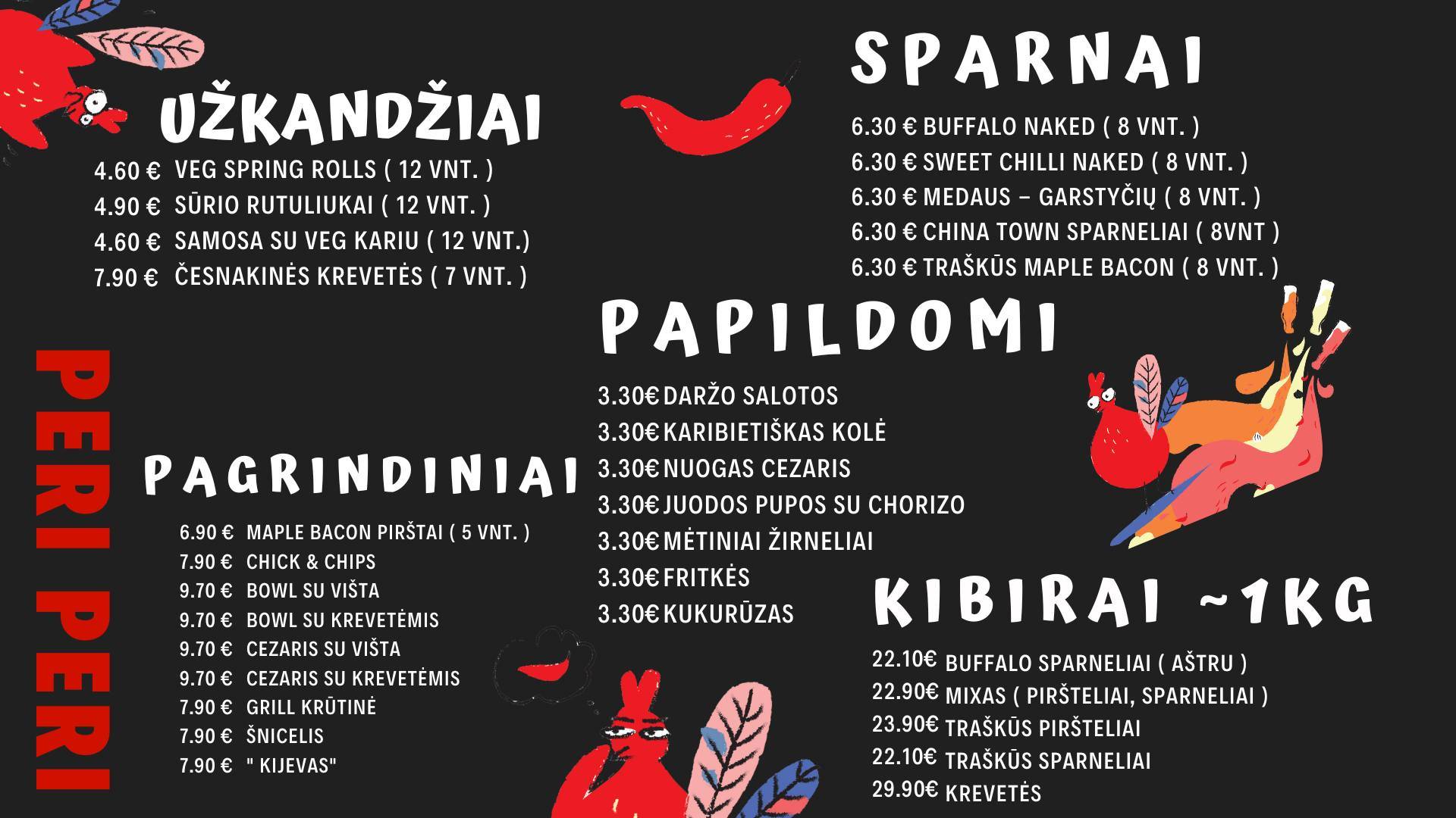 Speisekarte von Peri Peri Restas restaurant, Vilnius