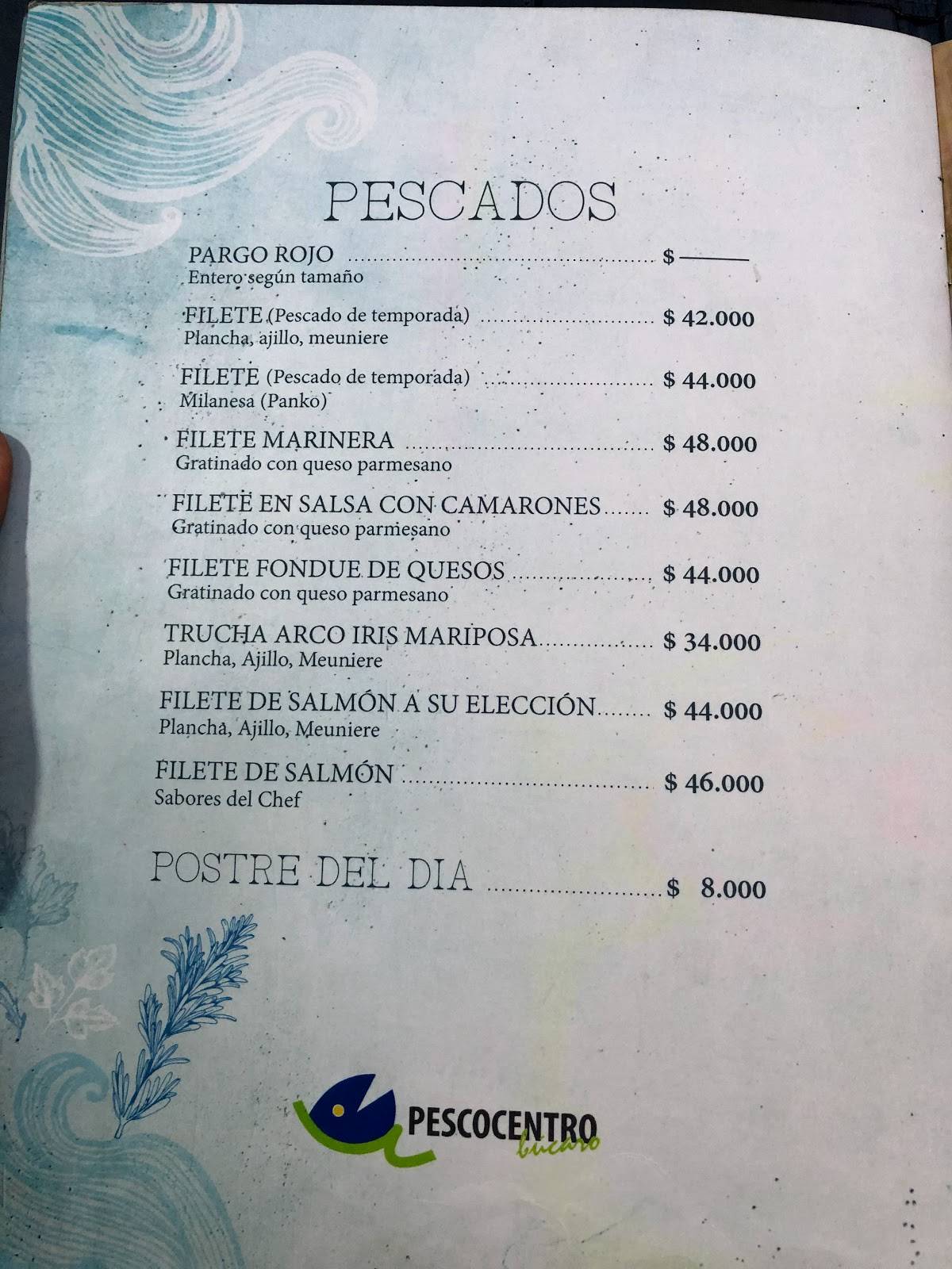 Carta del restaurante Pescocentro Búcaro, Bucaramanga, Cl. 21 #18-32
