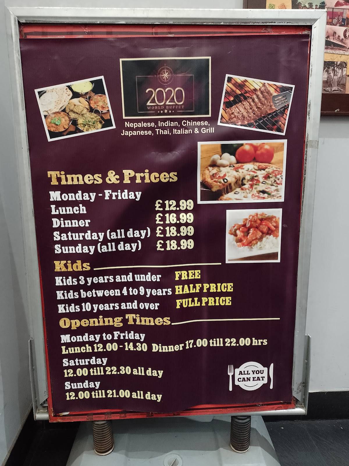 Menu at 2020 World Buffet restaurant, Peterborough