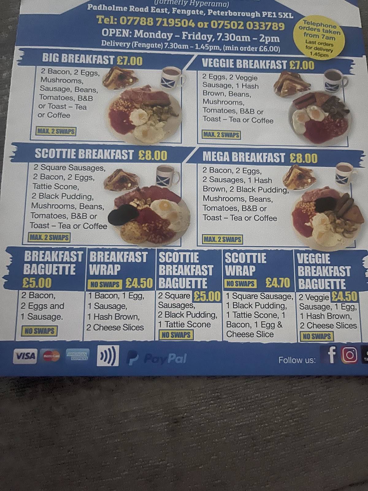 Menu at The Frying Scotsman restaurant, Peterborough