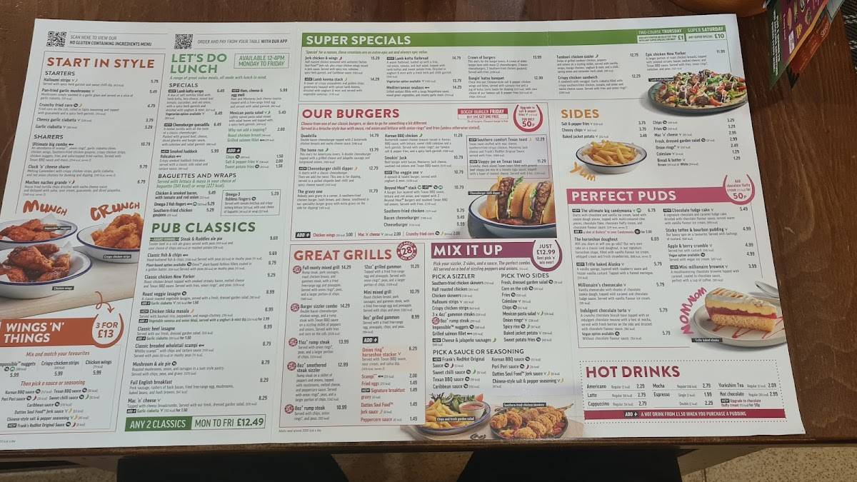 Menu at Phantom Winger pub & bar, Preston
