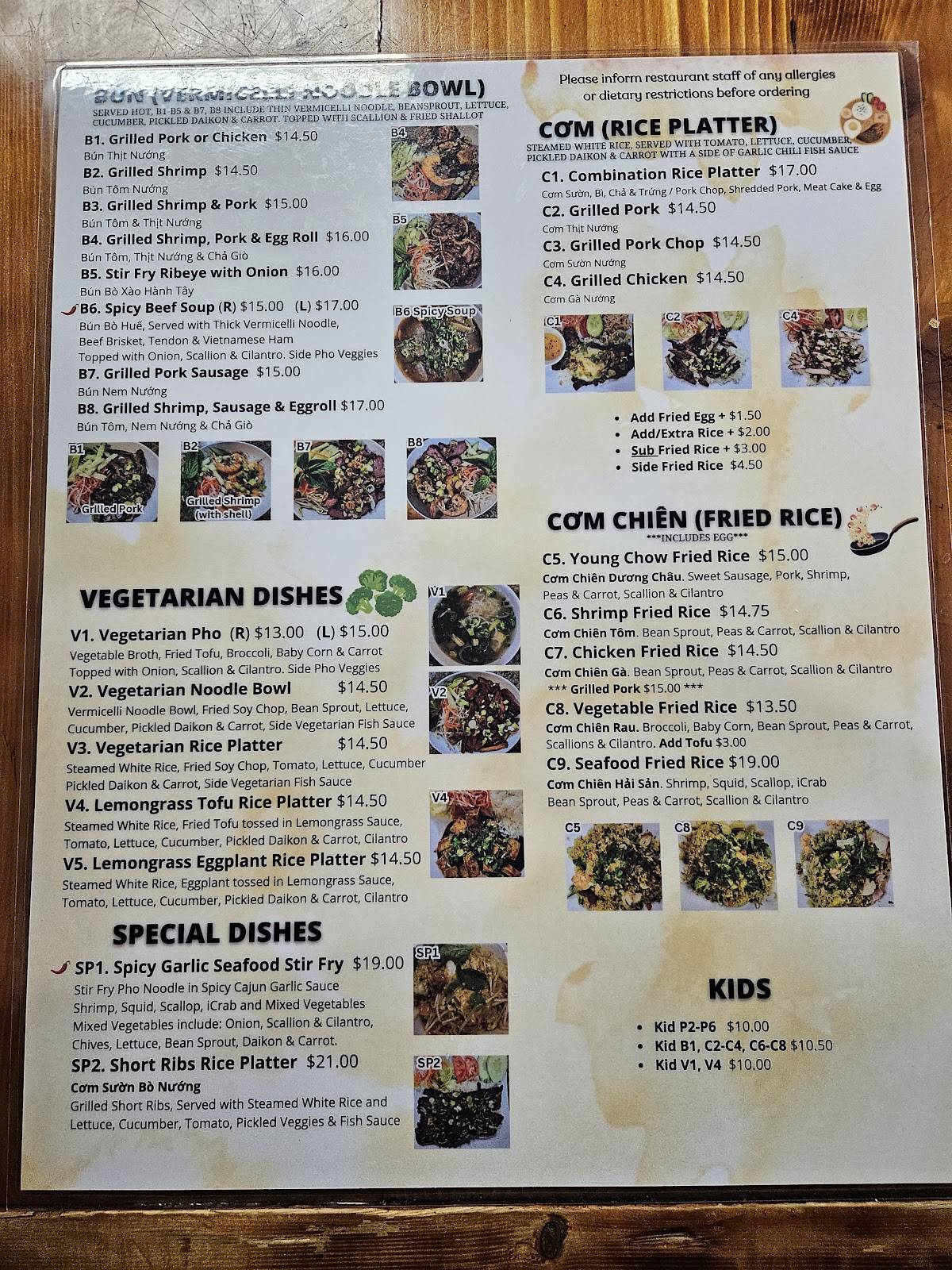 Menu at Pho Loc Tho (RIVERVIEW) restaurant, Riverview