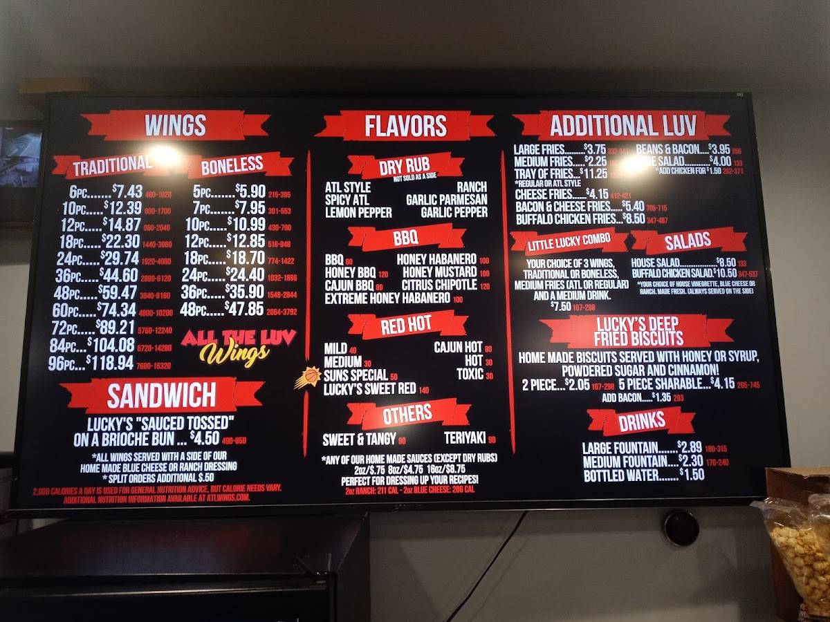 Menu at ATL Wings MARYVALE (DRIVETHRU) restaurant, Phoenix