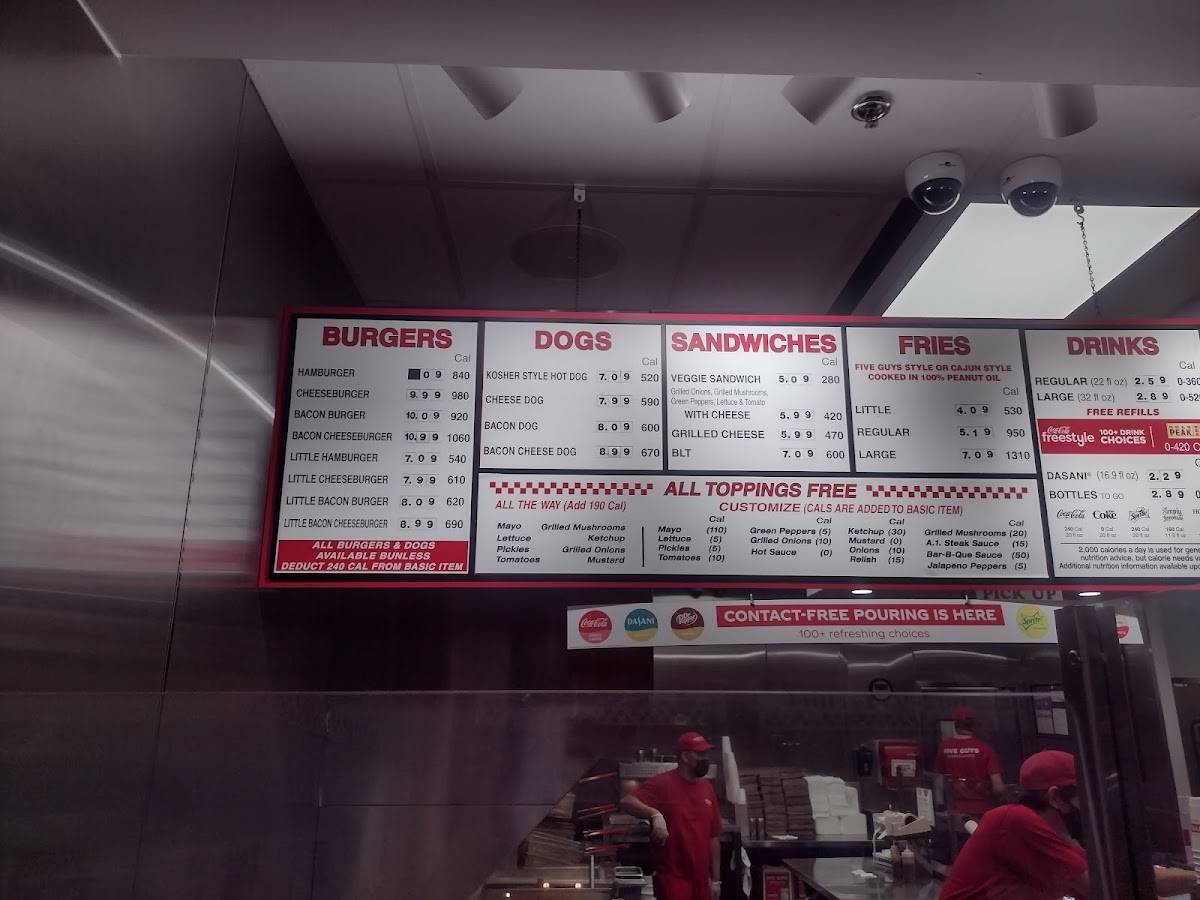 Menu at Five Guys fast food, Phoenix, N Tatum Blvd Suite 100