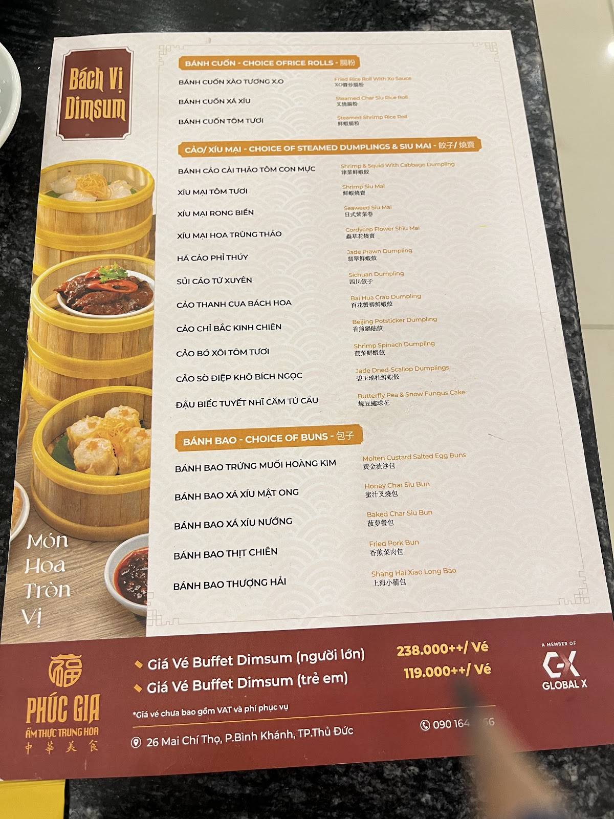 Menu at Phúc Gia - Ẩm Thực Trung Hoa restaurant, Ho Chi Minh City