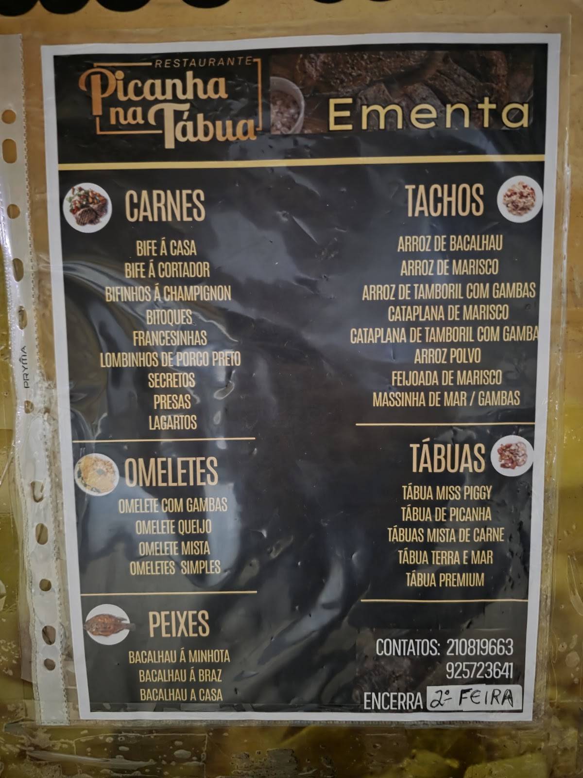 Menu em Picanha na Tábua restaurante, Barreiro