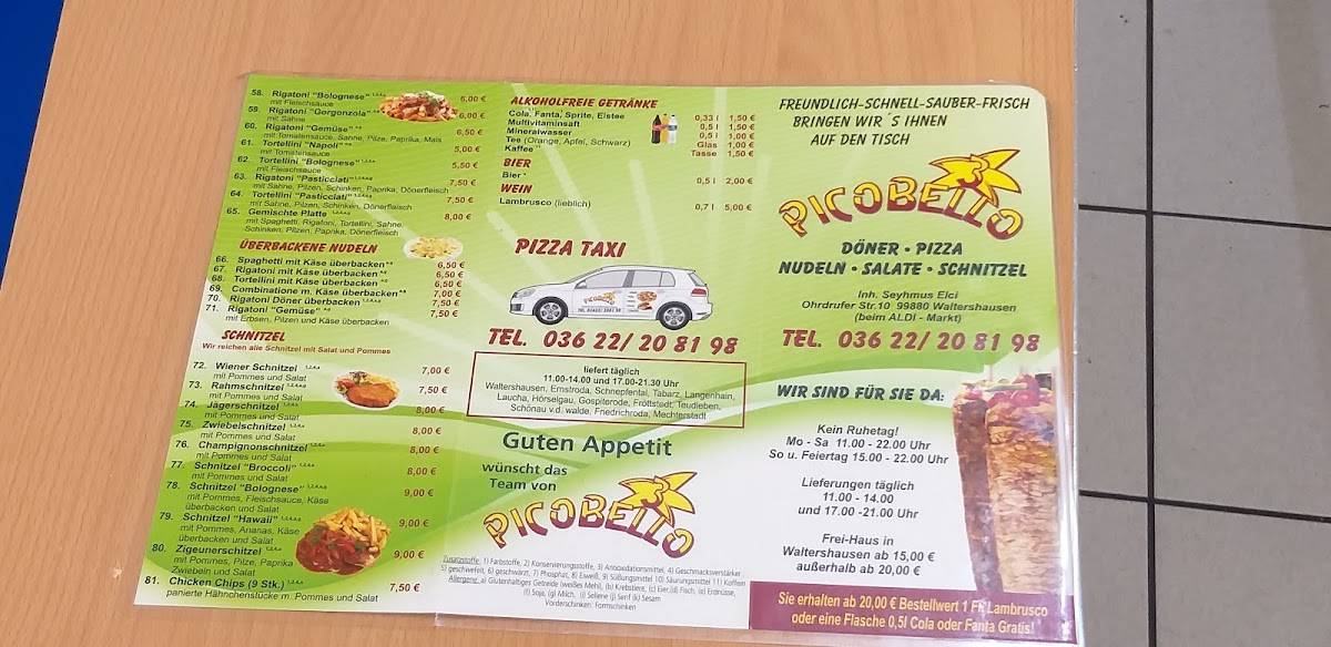 Speisekarte von Picobello Döner restaurant, Waltershausen