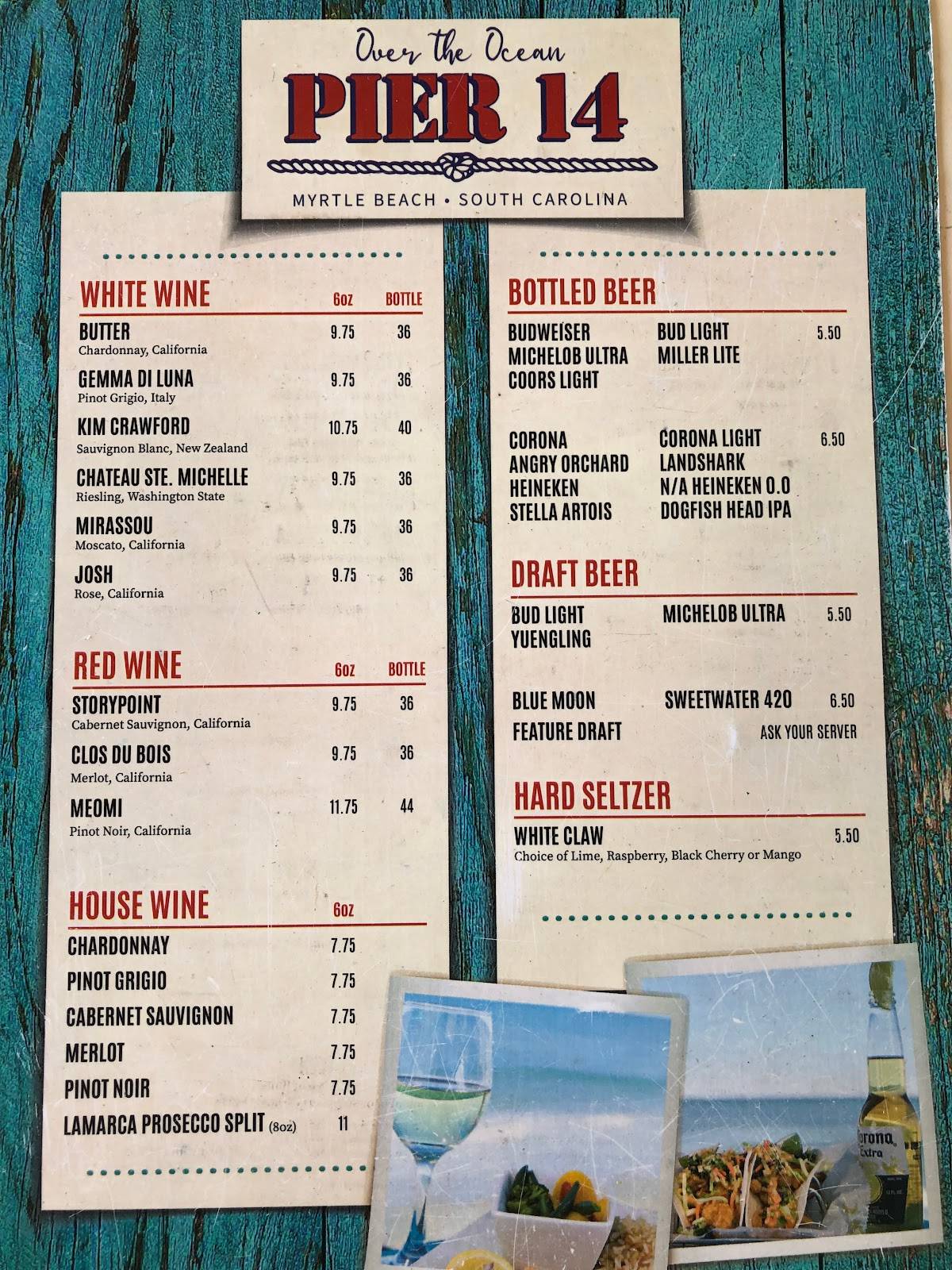 Menu at Pier 14 Seafood Restaurant, Gift Shop, and Fishing Pier, Myrtle ...