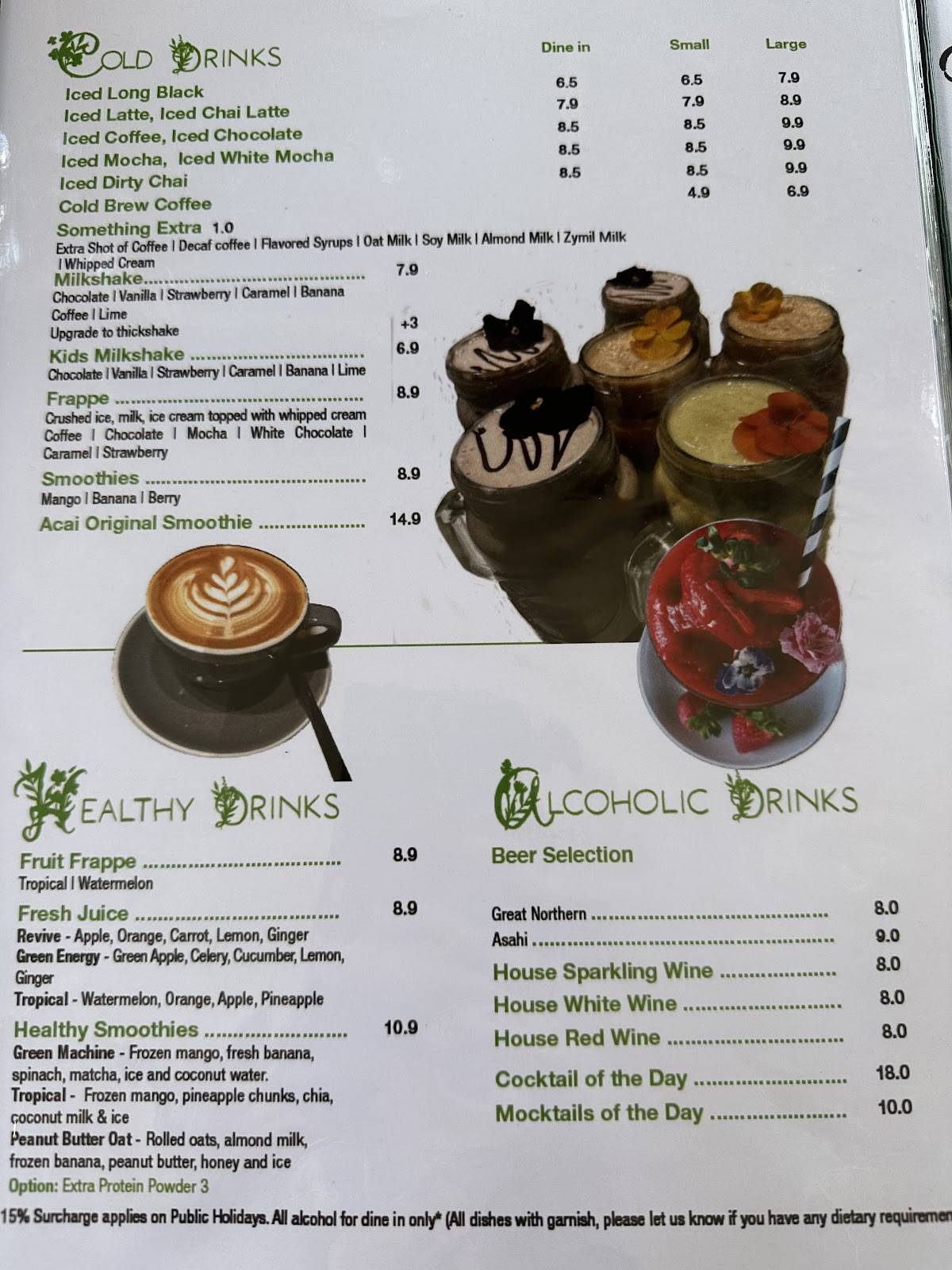 Menu at One Little Tree Cafe, Pimpama