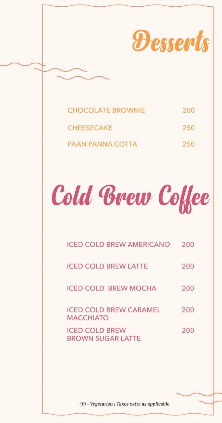 Menu at Pink Salt Cafe, Vasai