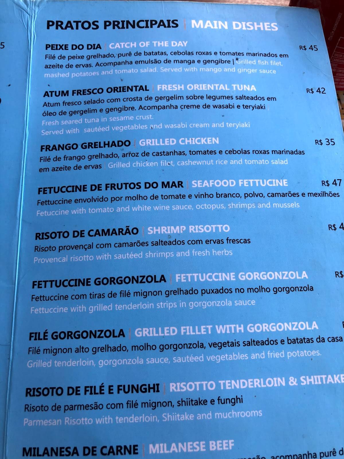 Menu em Pipa Beach Club, Pipa