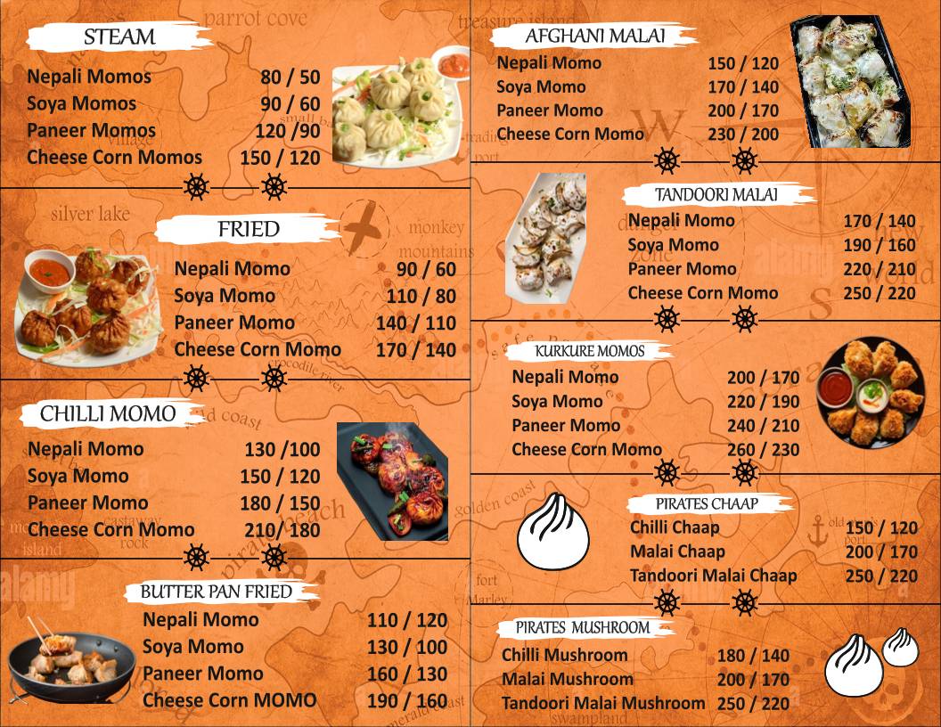 Menu at PiraTeS oF momos, India