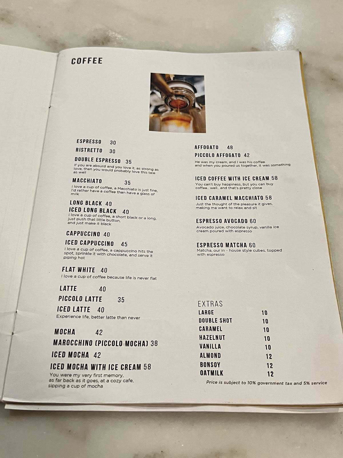 Menu at Pison Thamrin restaurant, Central Jakarta