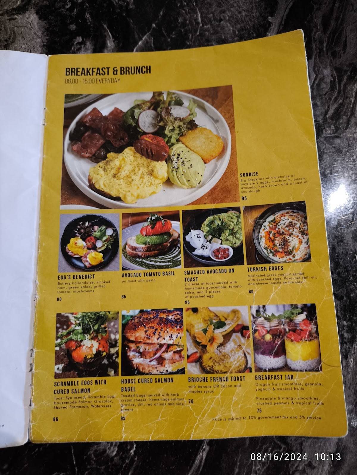 Menu at Pison Thamrin restaurant, Central Jakarta