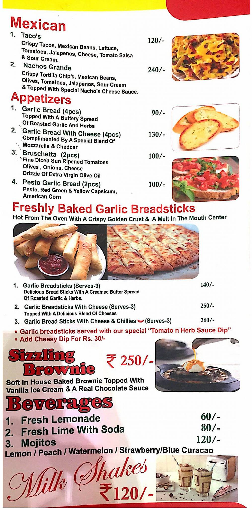Menu at Pizza Factory, Mumbai, 125