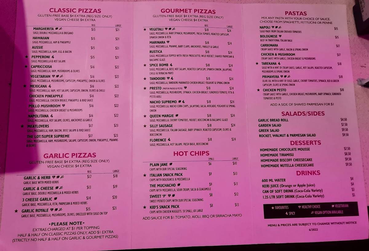 Menu at Pizza Me pizzeria, Black Rock