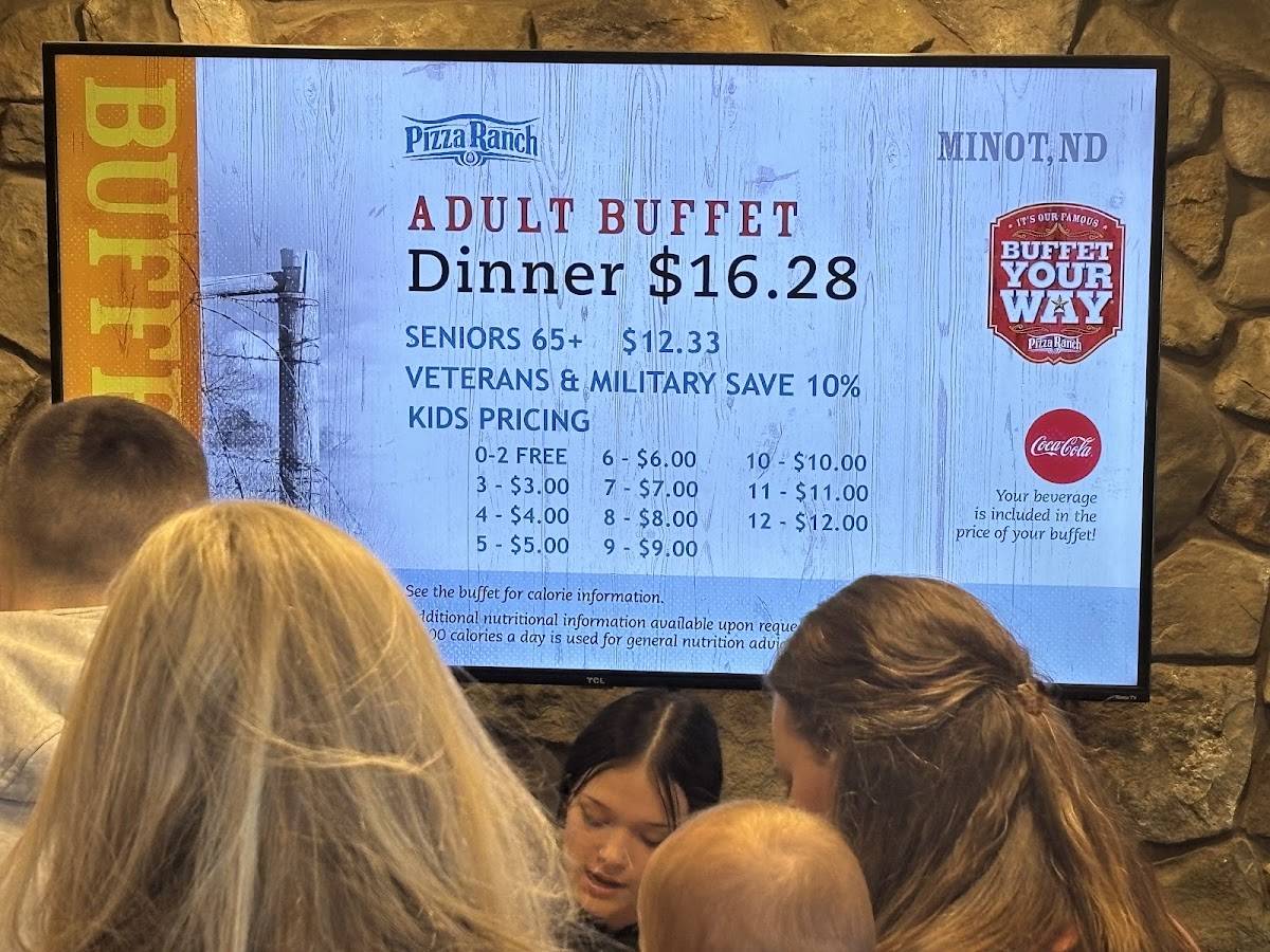 Menu at Pizza Ranch pizzeria, Minot, 305 37th Ave SW