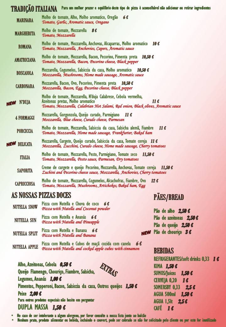 Menu em Pizza Roma Faial restaurante, Cedros