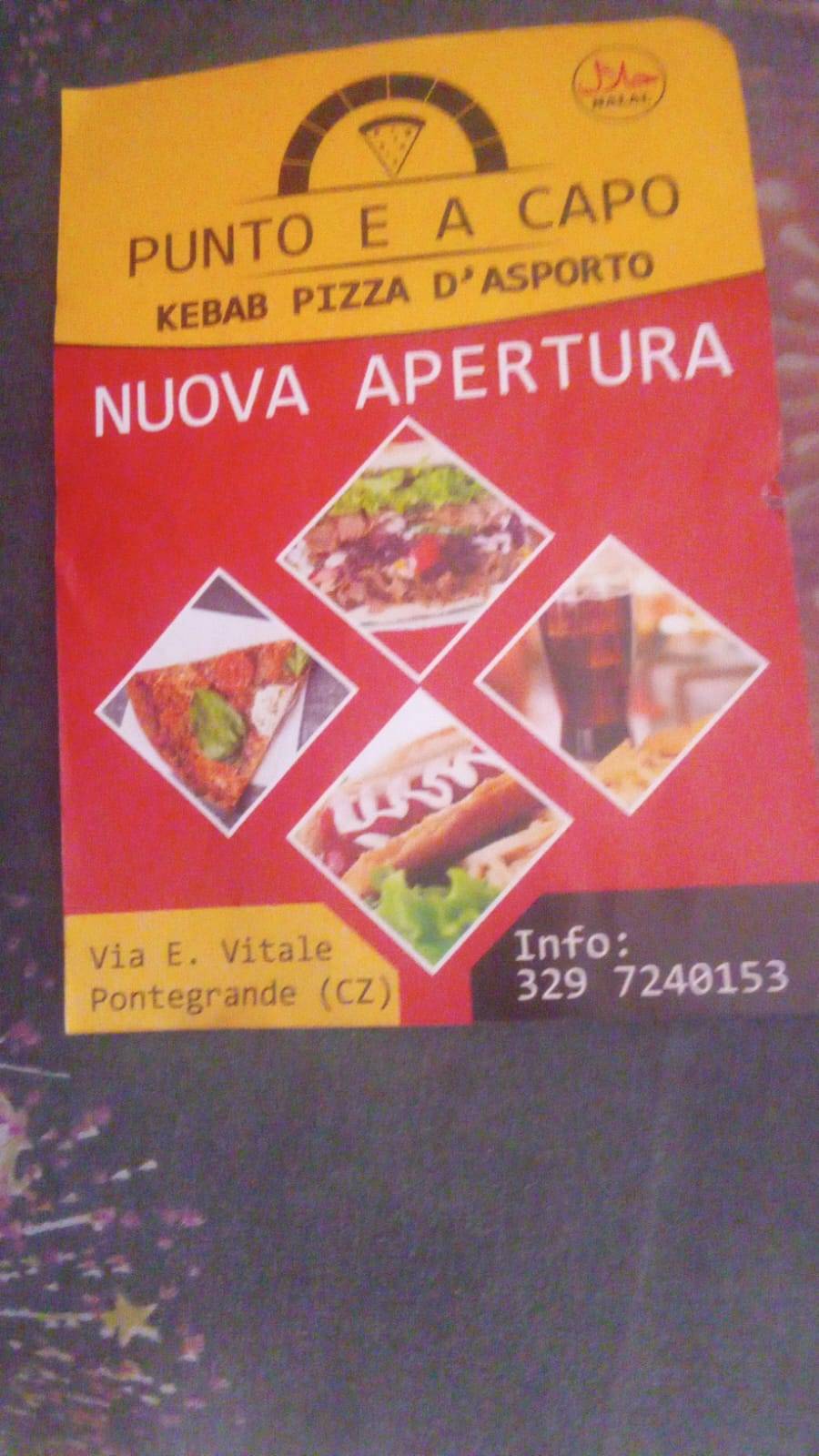 Menu da Pizza e kebab Punto e a capo, Catanzaro