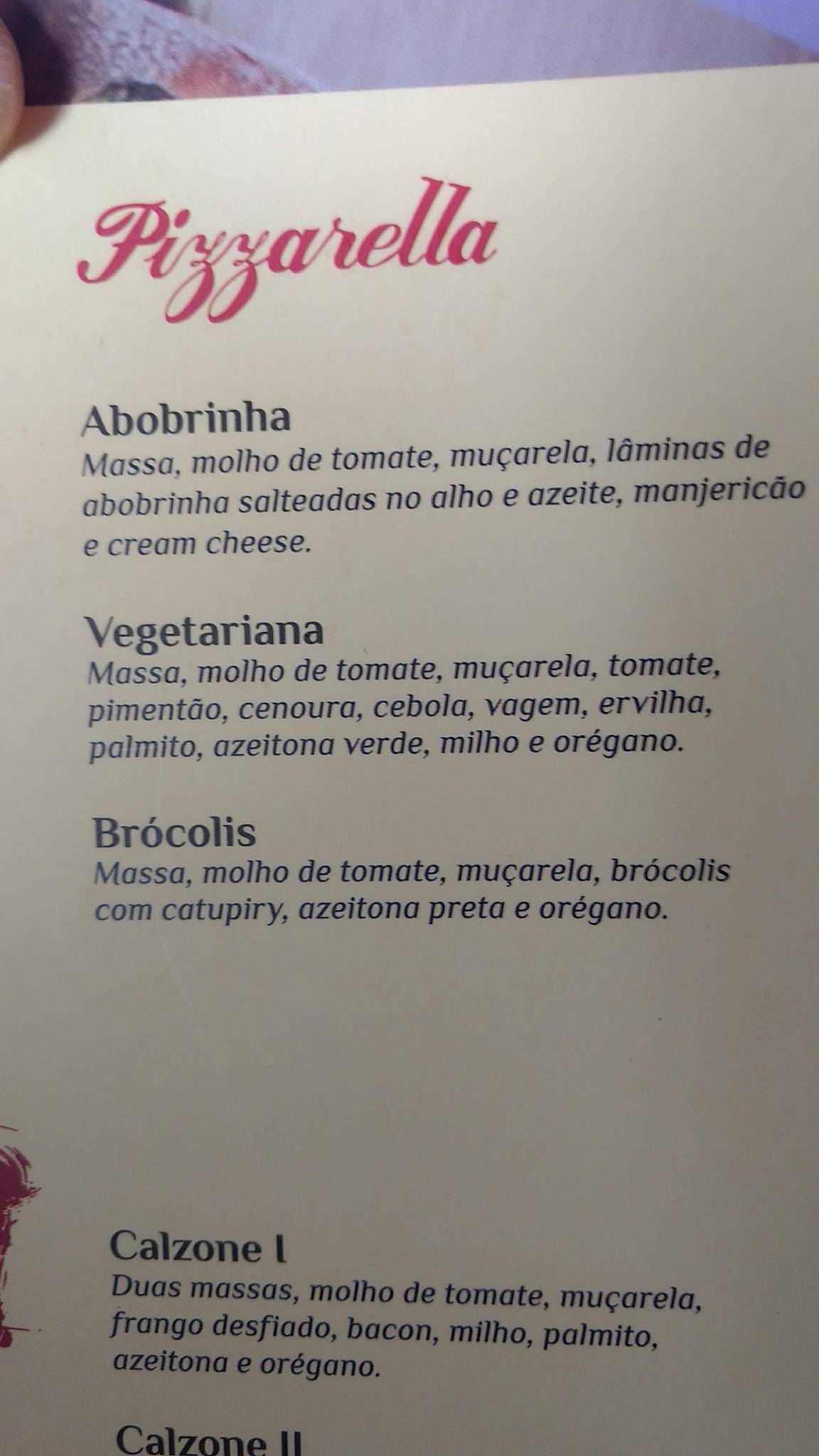 Menu at Pizzarella pizzeria, Goiânia, R. 90