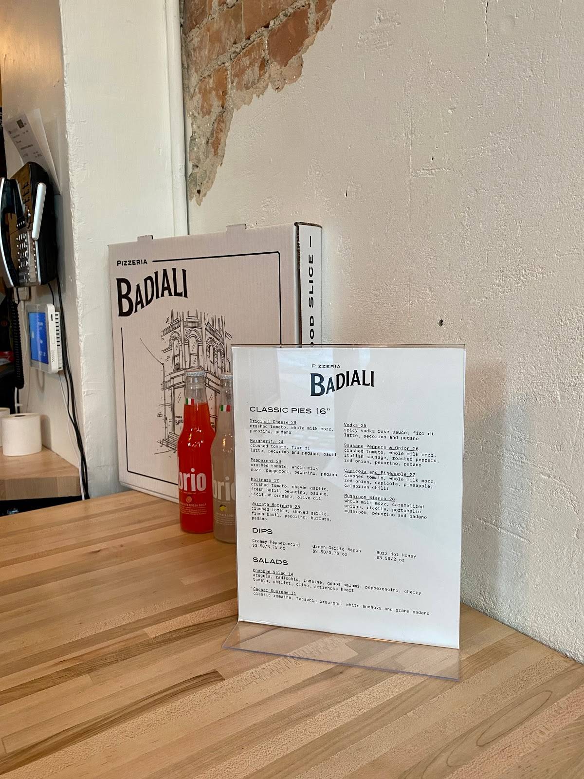 Menu at Pizzeria Badiali, Toronto