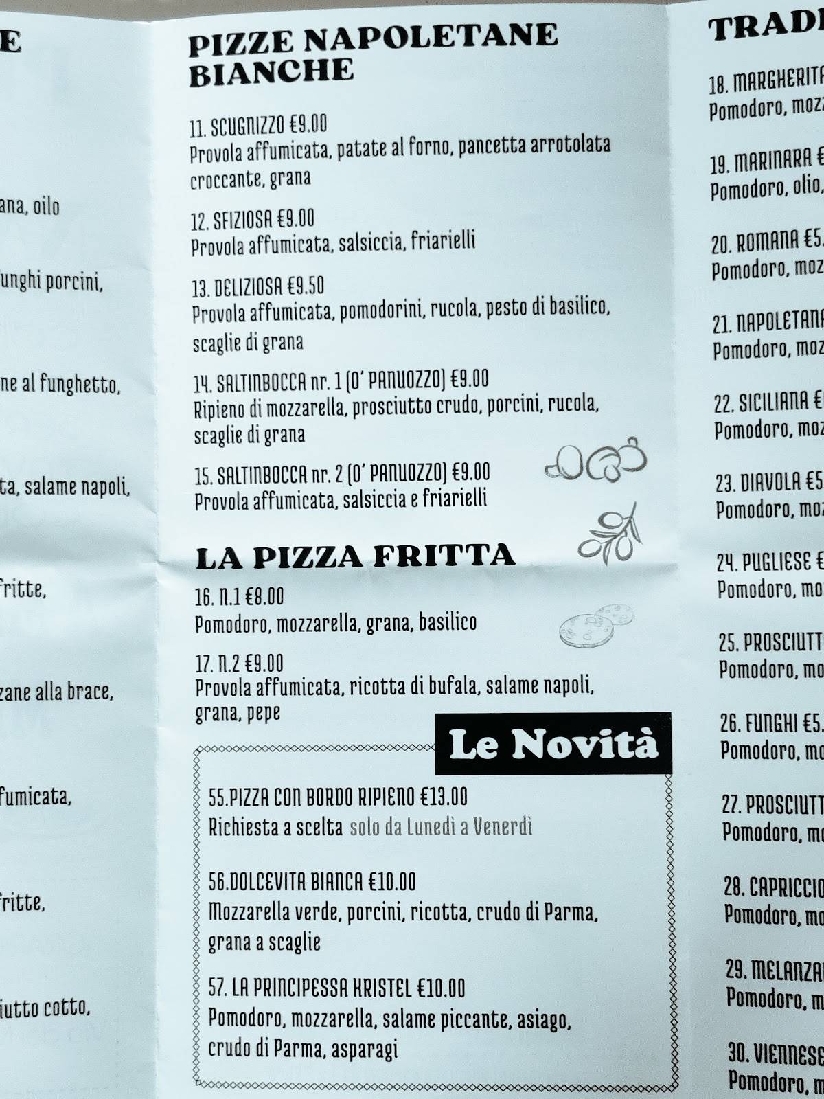 Menu da Pizzeria Bar Napule è, Vicenza