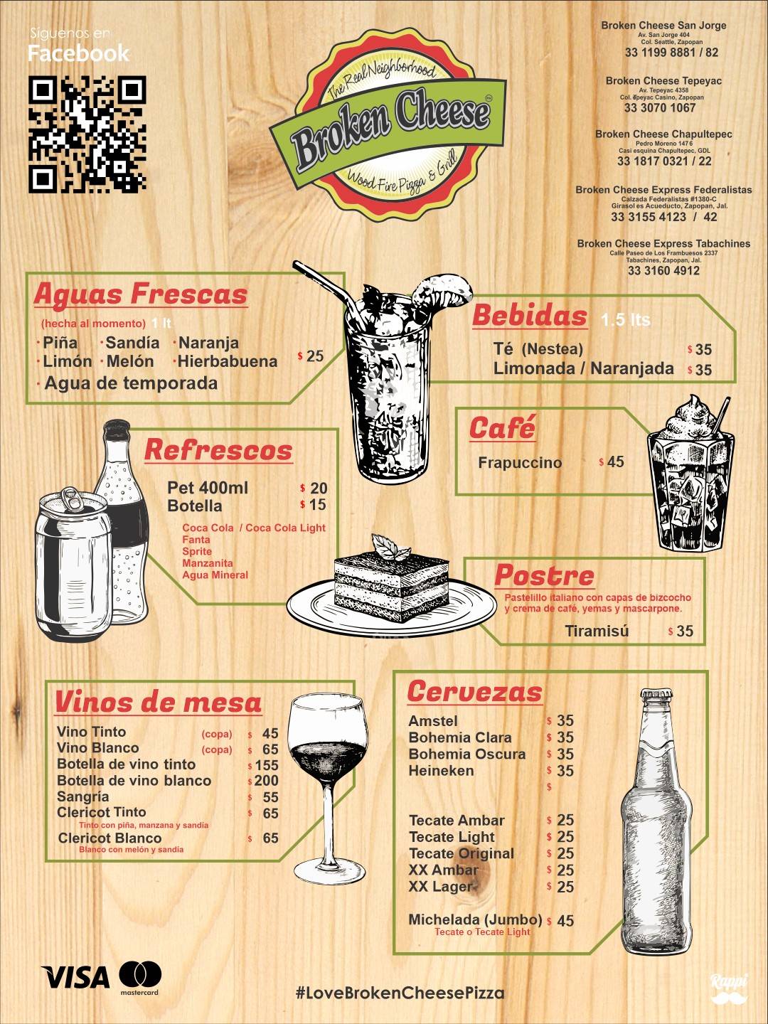 Carta de pizzería Broken Cheese Tepeyac, Zapopan, Av. Tepeyac 4358