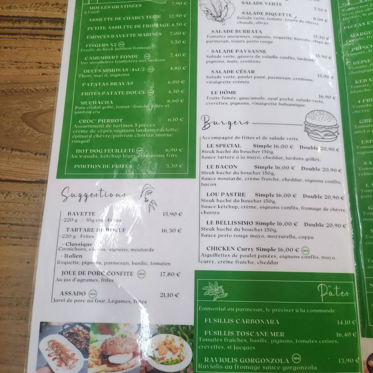 Menu au Chez Pierrot pizzeria, Vinassan