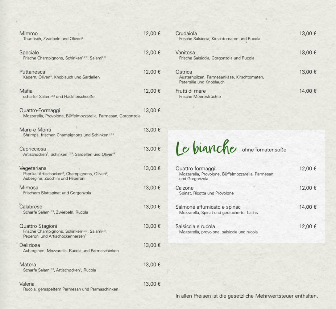 Speisekarte von Ristorante Da Michele Senden restaurant, Senden