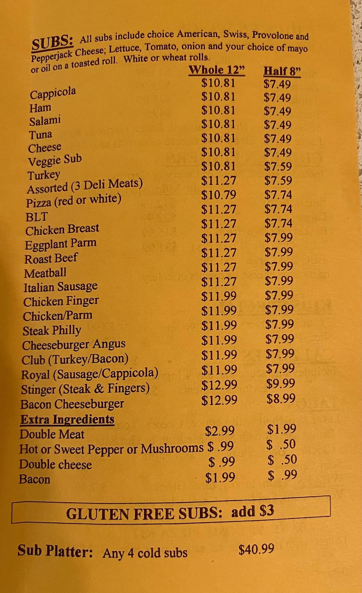 Menu at Eat’sa Pizza pizzeria, Eden