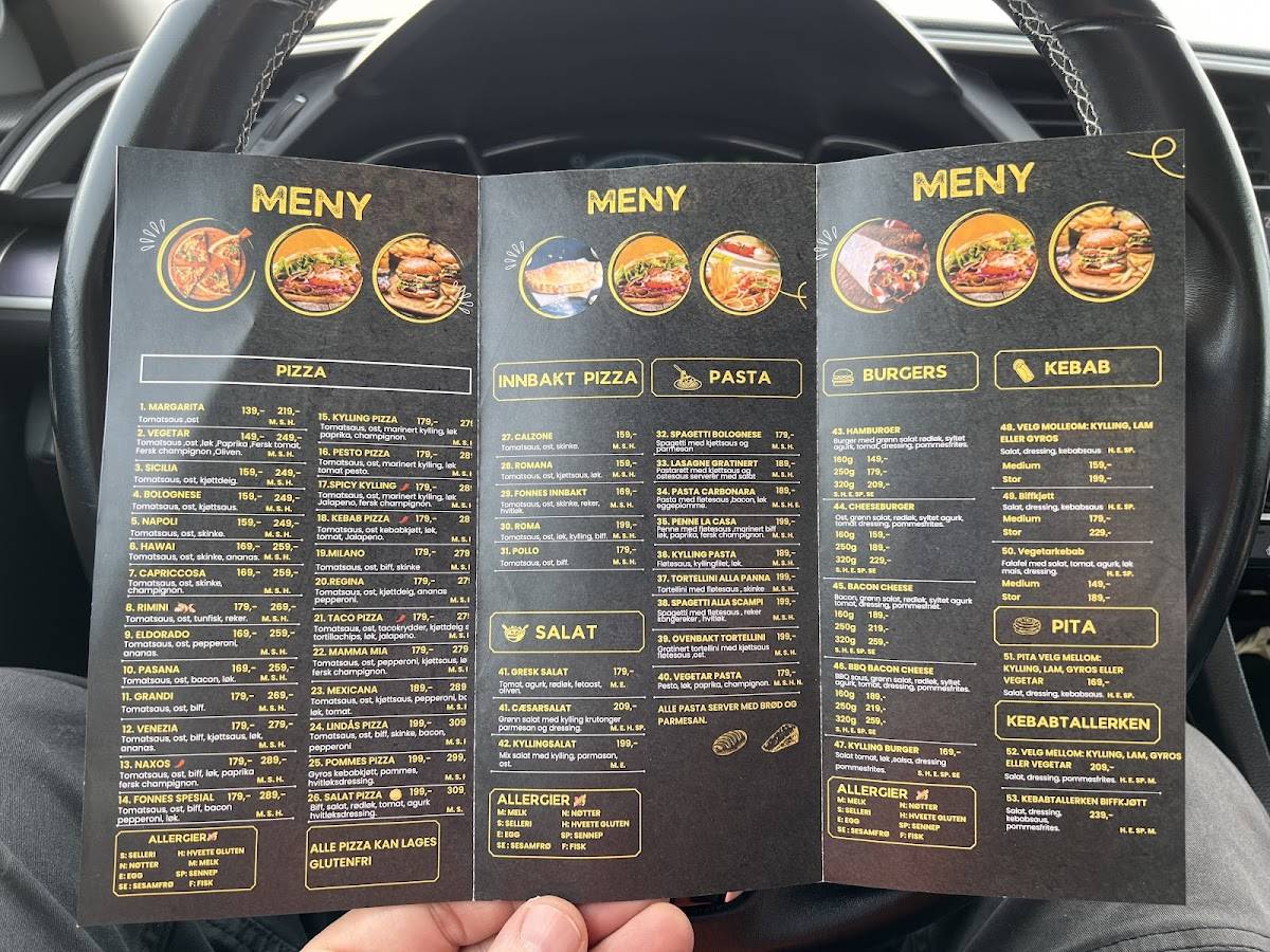 Menu at Pizzeria Fonnes, Fonnes