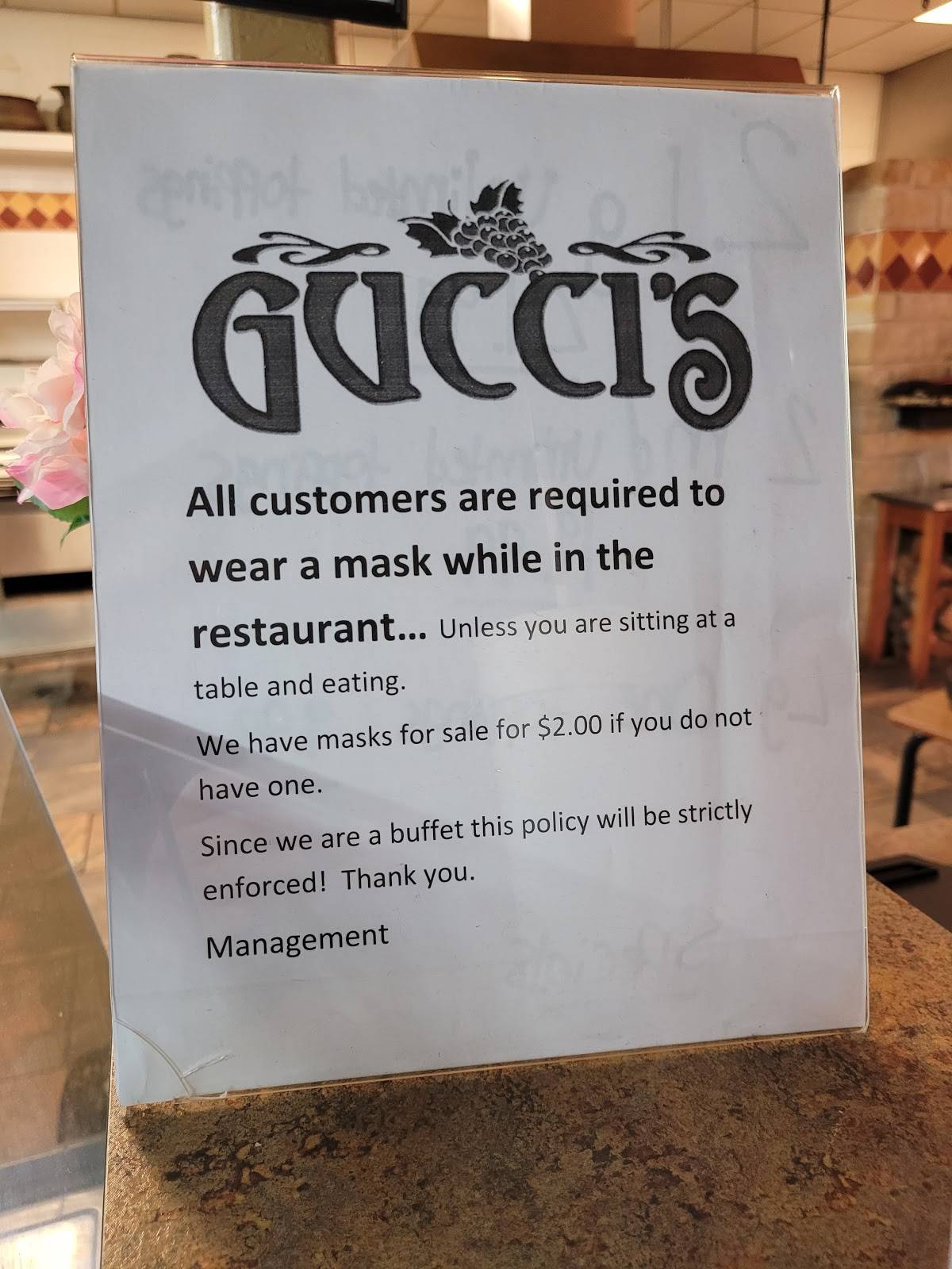 Menu at Gucci's Pizza pizzeria, Marshall, 206 E End Blvd S