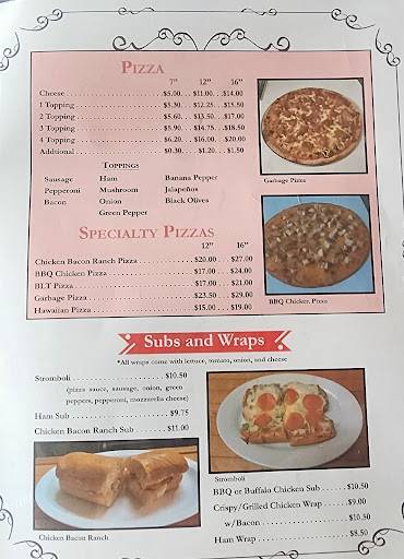 Menu at Kibitzer pizzeria, Kewanna