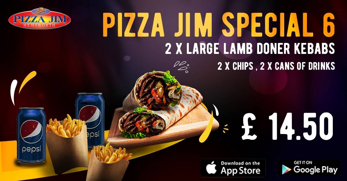 Menu at Pizza Jim pizzeria, South Kirkby