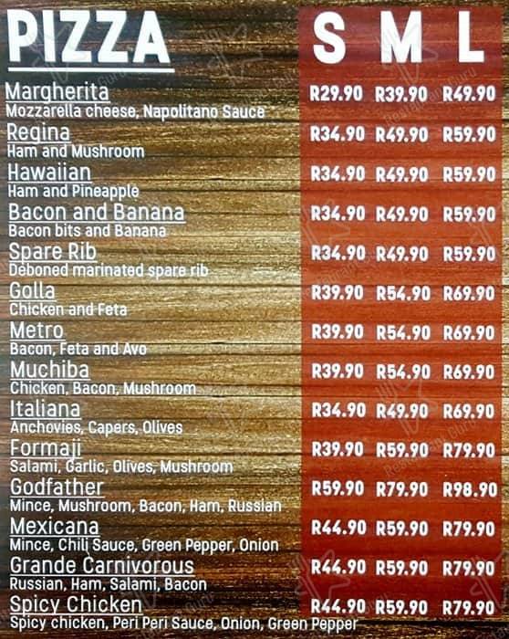 Menu at Pizza at PK Edenvale pizzeria, Edenvale