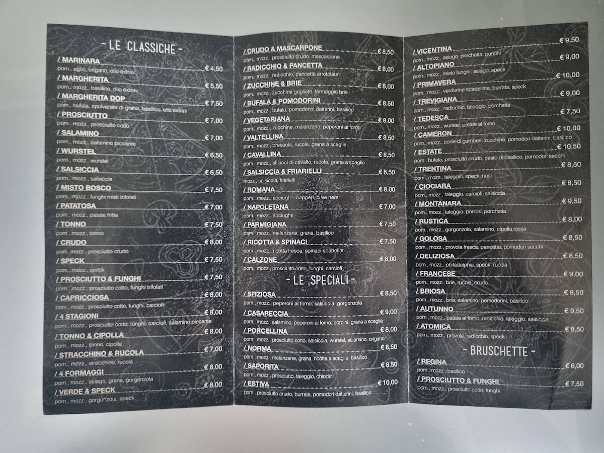 Menu at Pizzeria D'Anna, Thiene