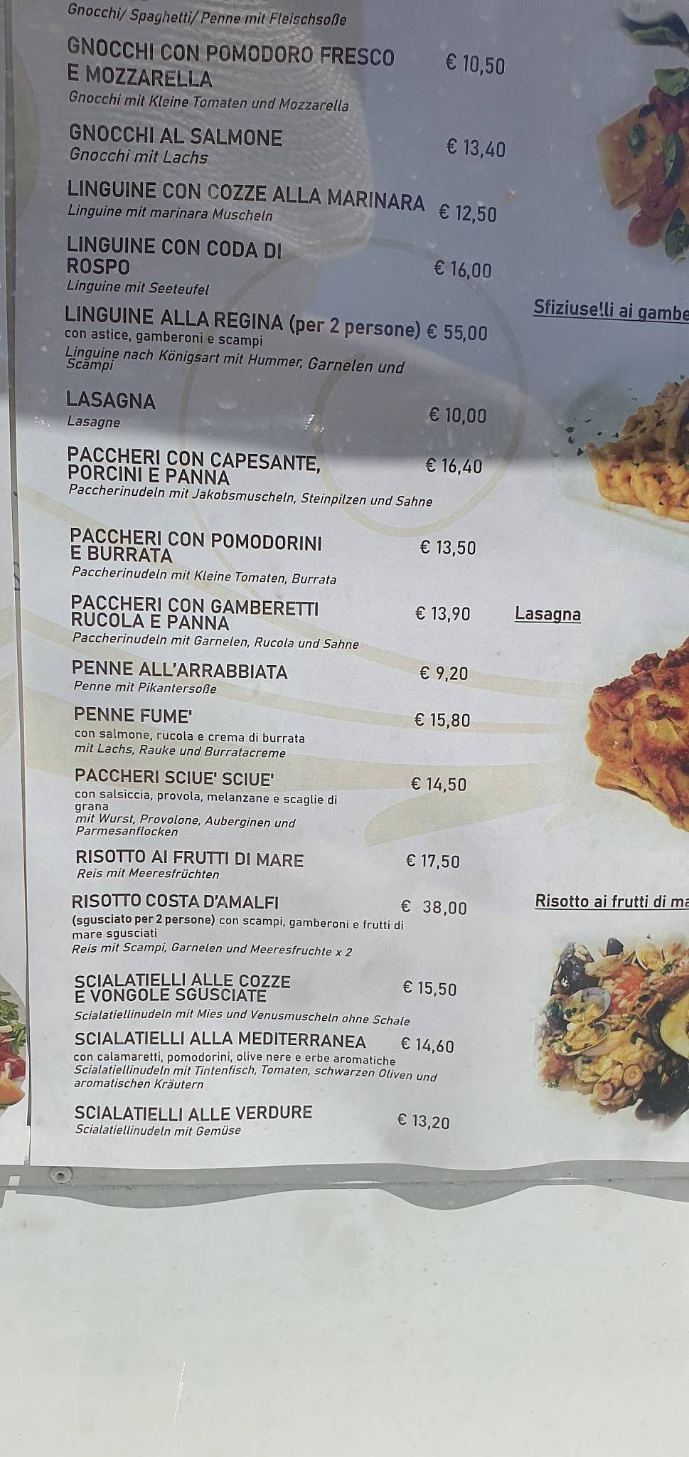Menu da Ristorante Pizzeria Vecchia Napoli, Lignano Sabbiadoro