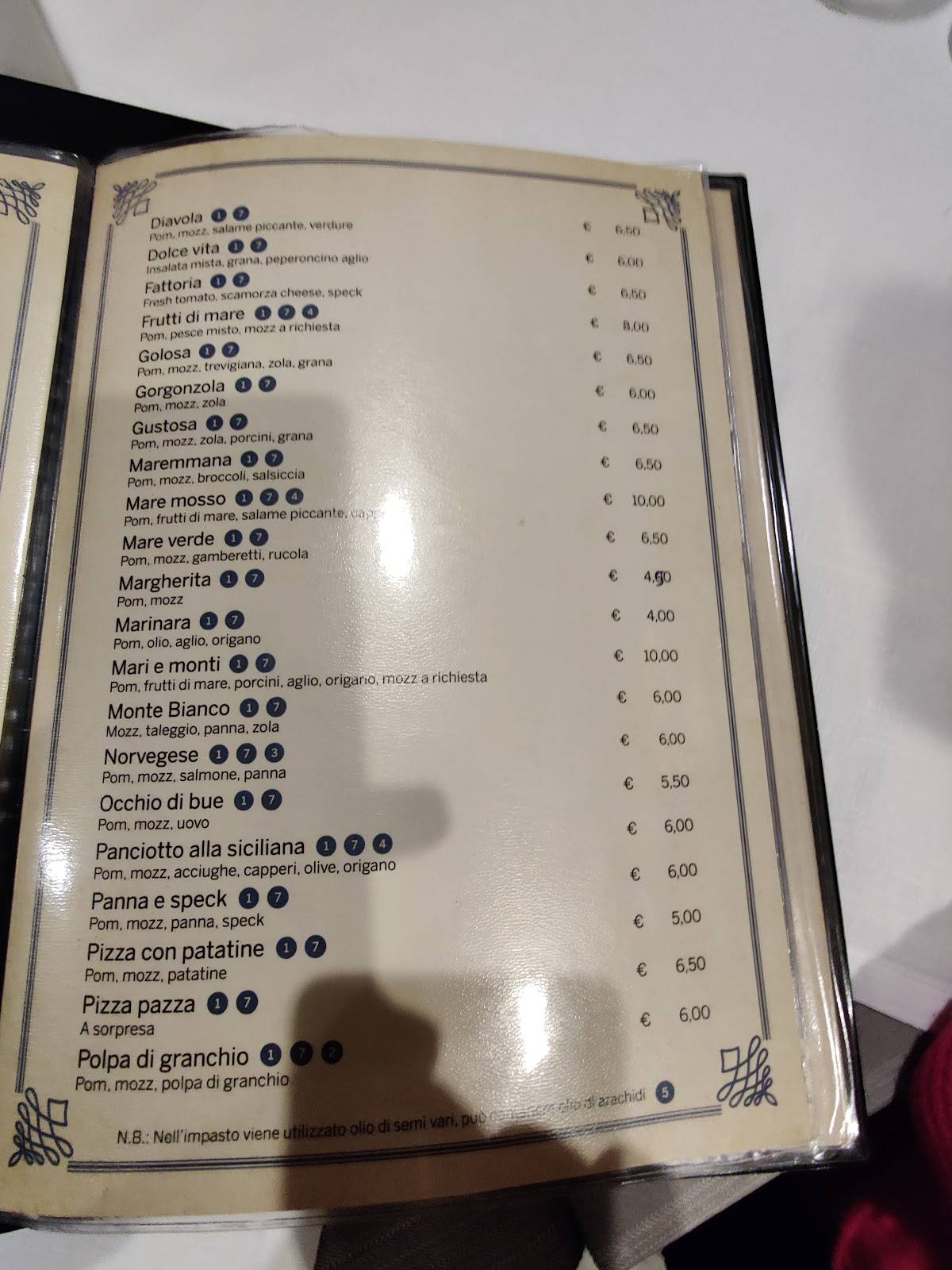 Speisekarte von Ristorante pizzeria La Pergola, Pavia, Via Lorenzo Fasolo