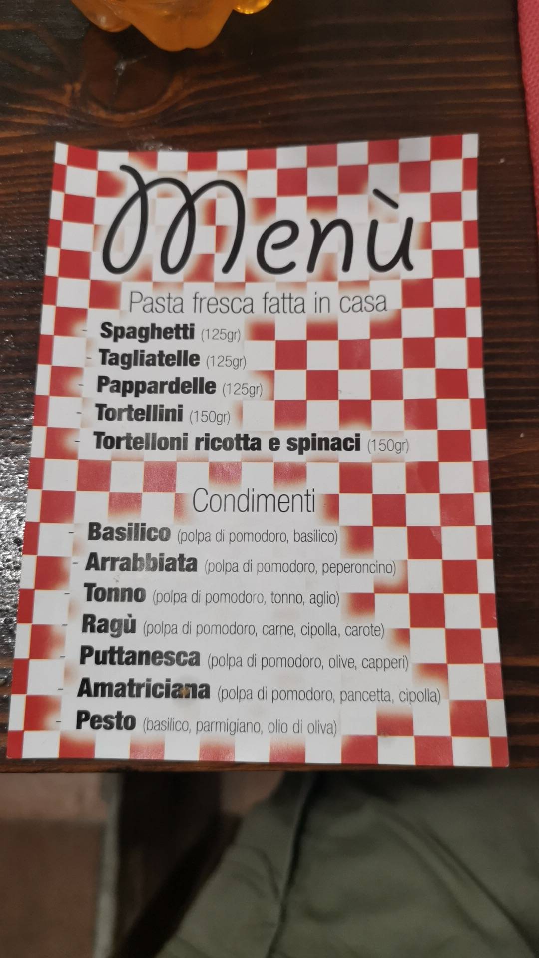 Menu at Spaghetteria Pasta Mondo pizzeria, Siena