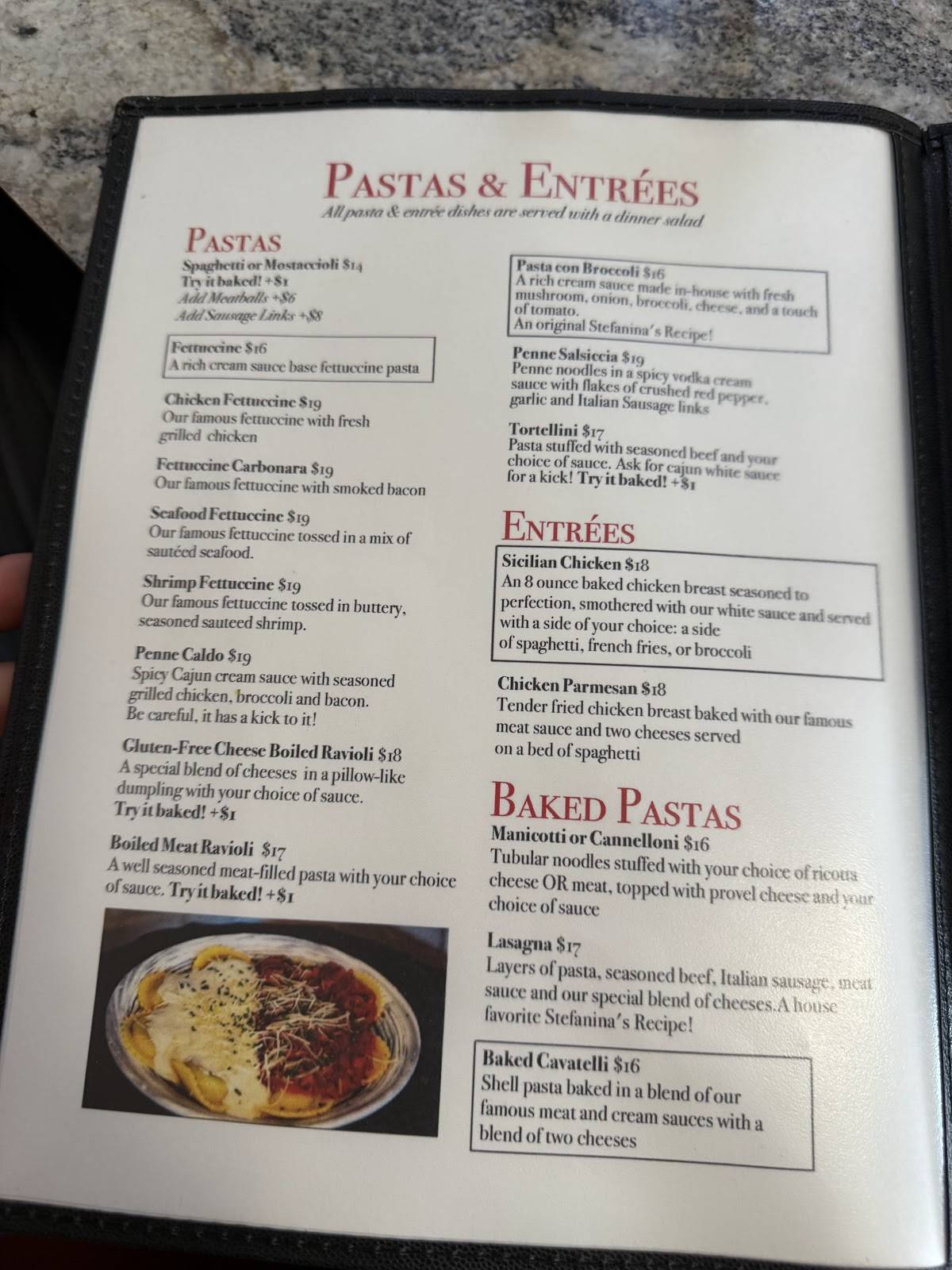 Menu at Stefanina's Pizzeria, Wentzville