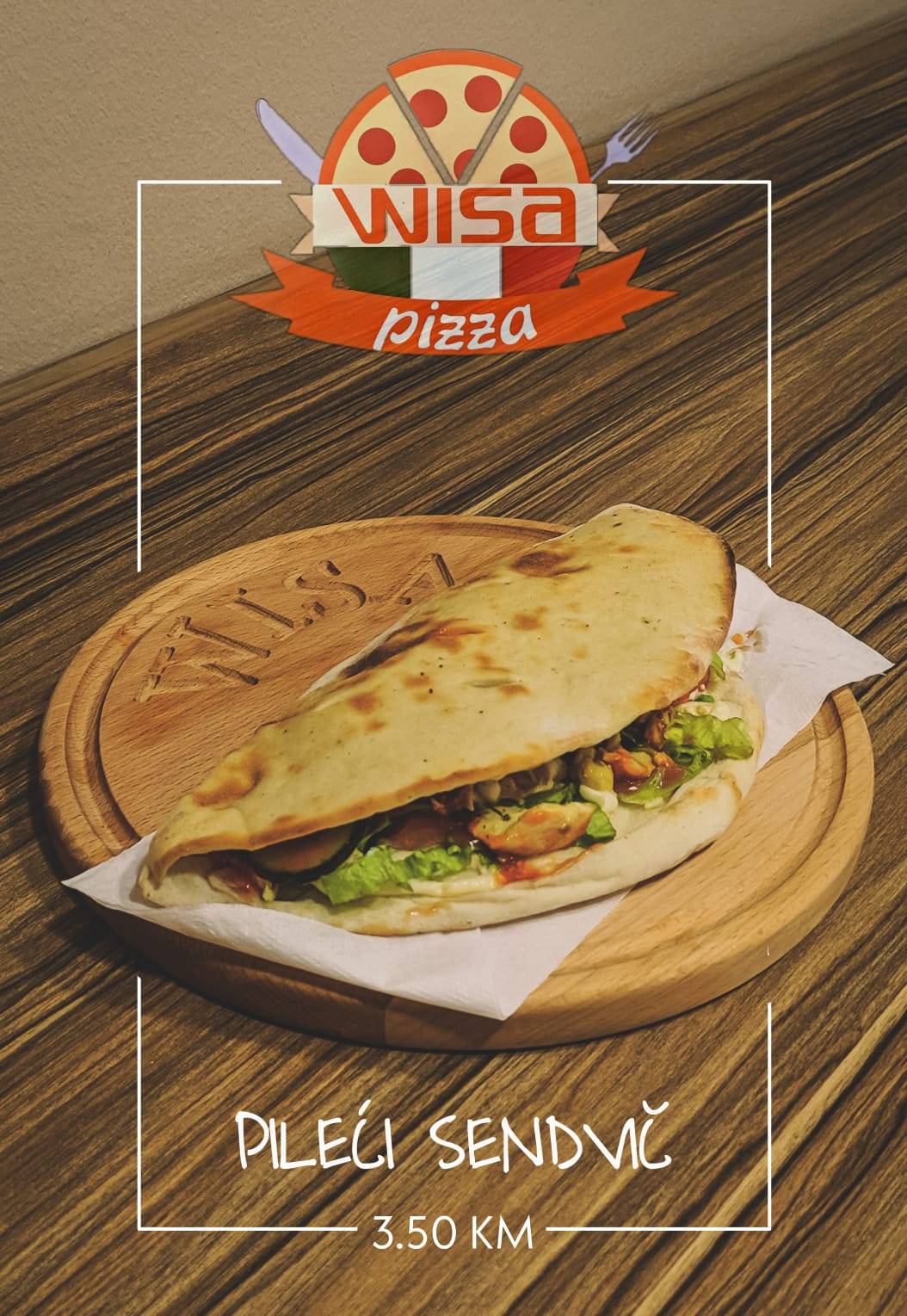 Menu at Pizzeria Wisa, Sarajevo