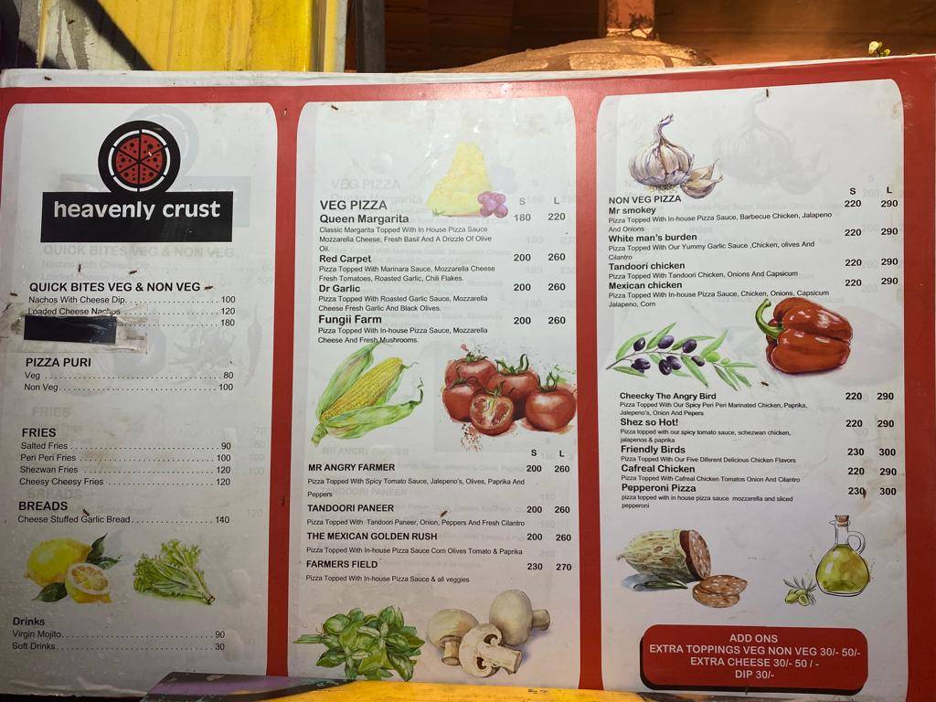Menu at heavenly crust - wood fired pizzas on truck, Reis Magos